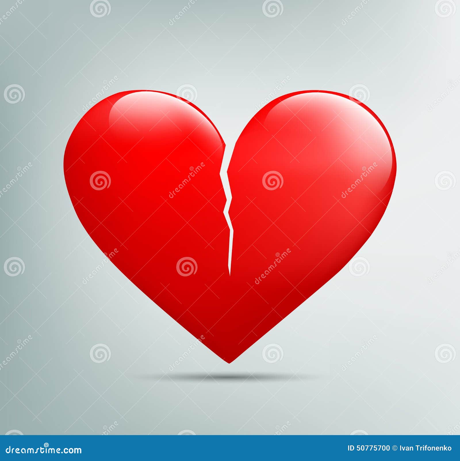Red heart with a crack stock vector. Illustration of crack - 50775700