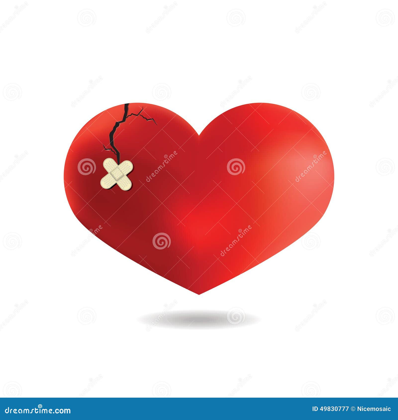 Red Heart with a Crack, on White Background, Vector Stock Vector ...