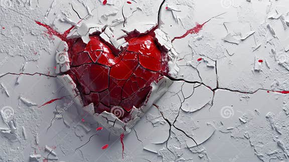 Red Heart in Cracked Wall stock image. Image of heart - 316171101