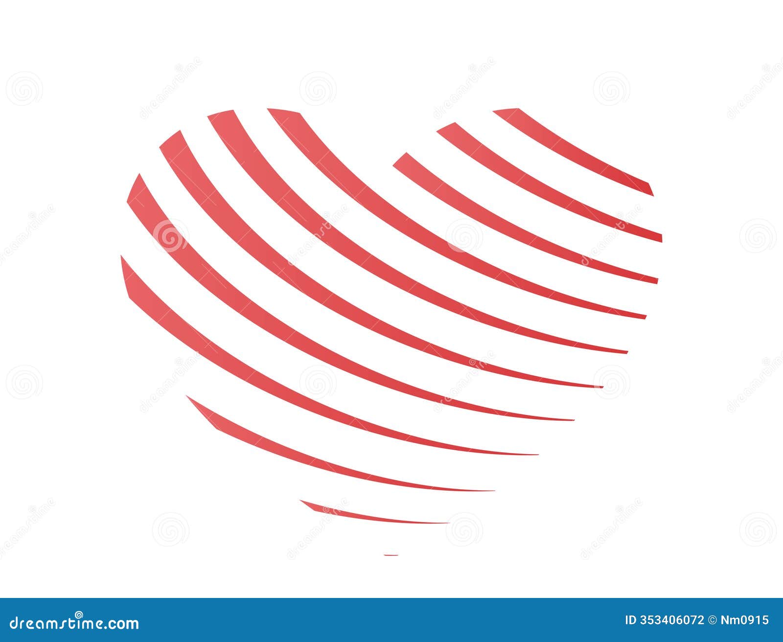 Red Heart with Curved Stripes. Love, Romantic and Valentines Design ...