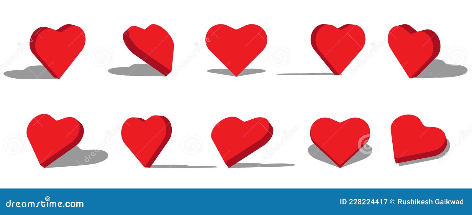 Red Heart 3d Icon Illustration with Different Views Stock Vector ...