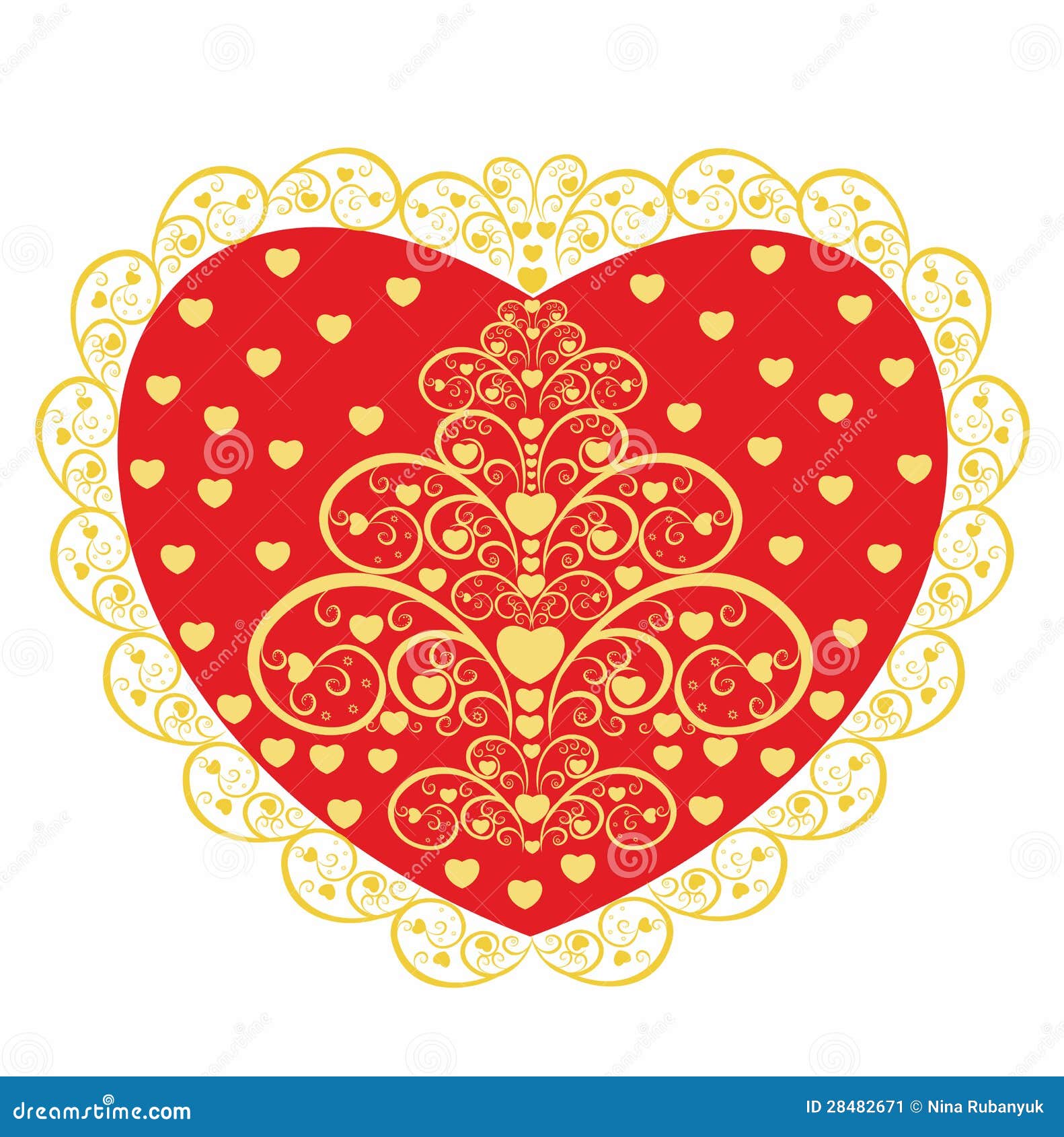 Red Heart with a Decorative Pattern. Stock Vector - Illustration of ...