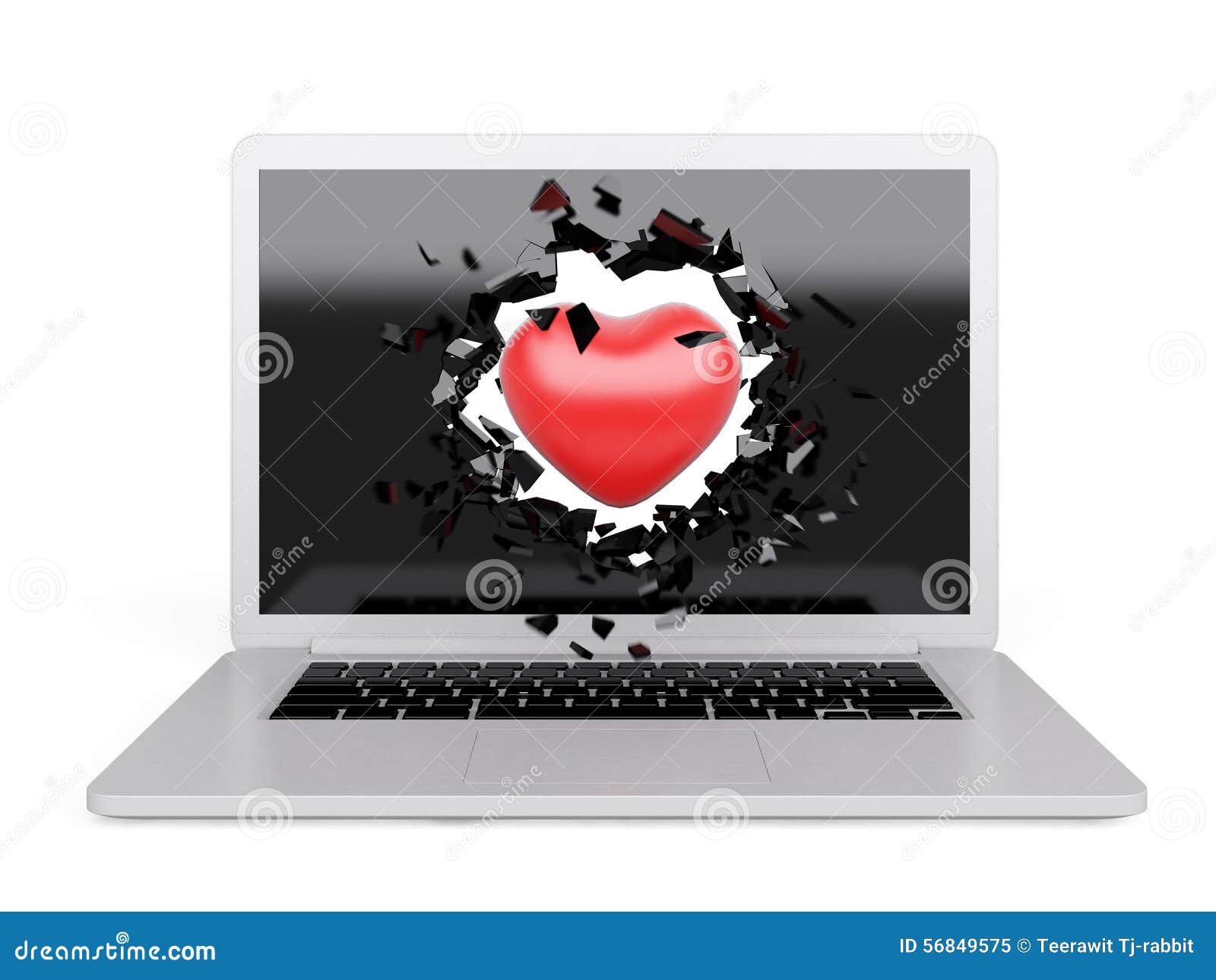 Red Heart destroy laptop stock illustration. Illustration of concept ...