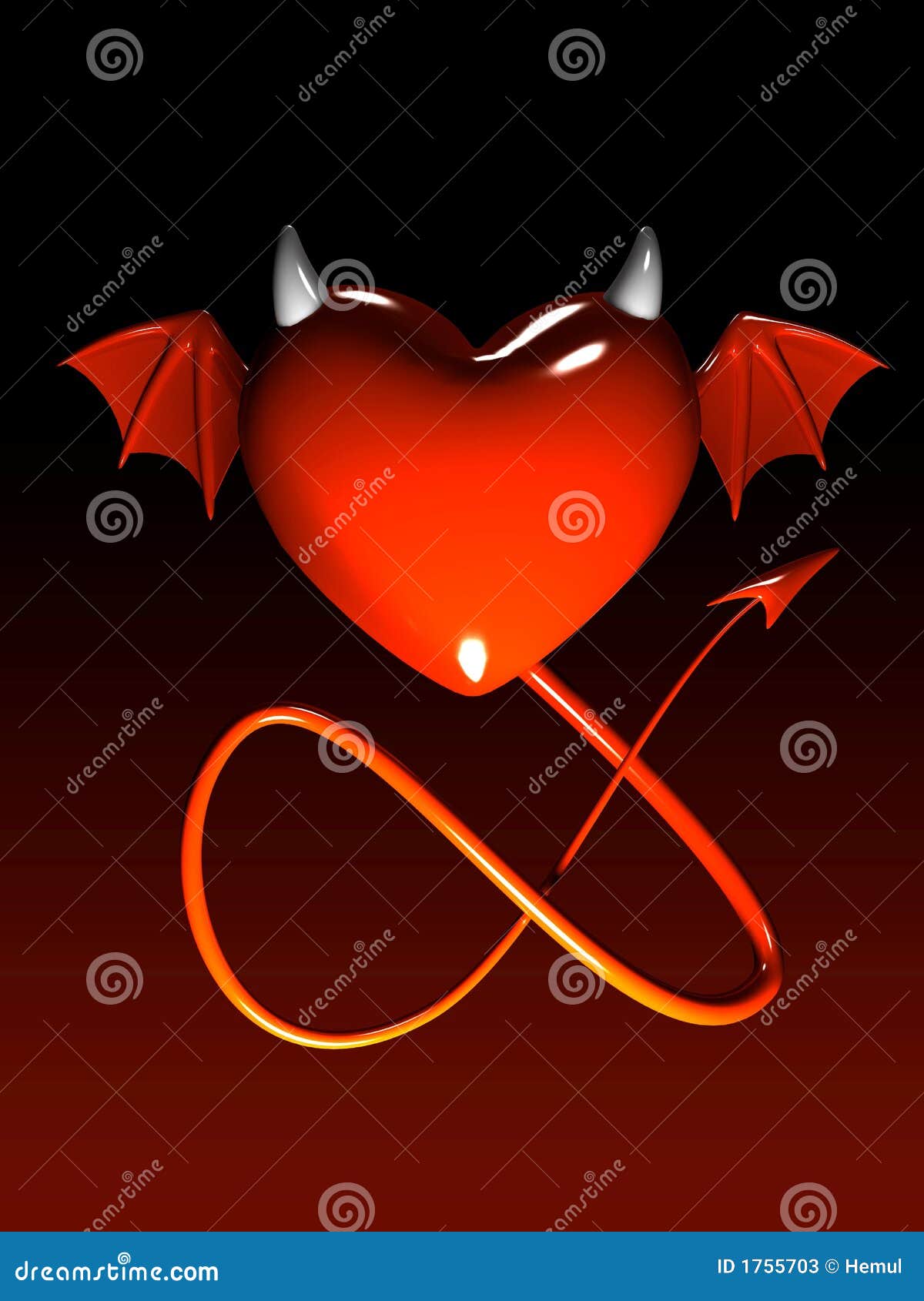 Red Heart And Devil Red Hearts With Horns And Tails Royalty-Free Stock ...