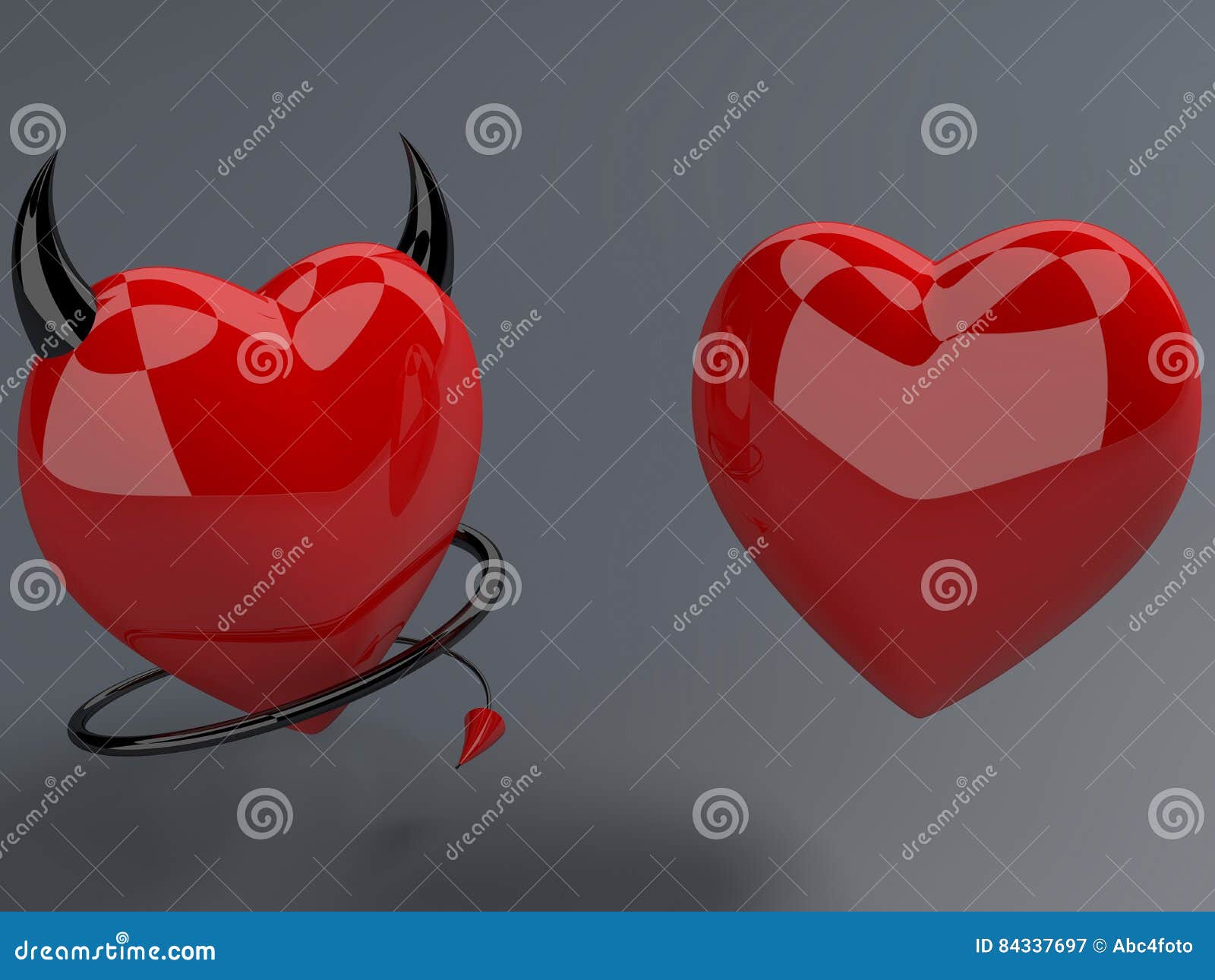 Red Heart And Devil Red Hearts With Horns And Tails Royalty-Free Stock ...