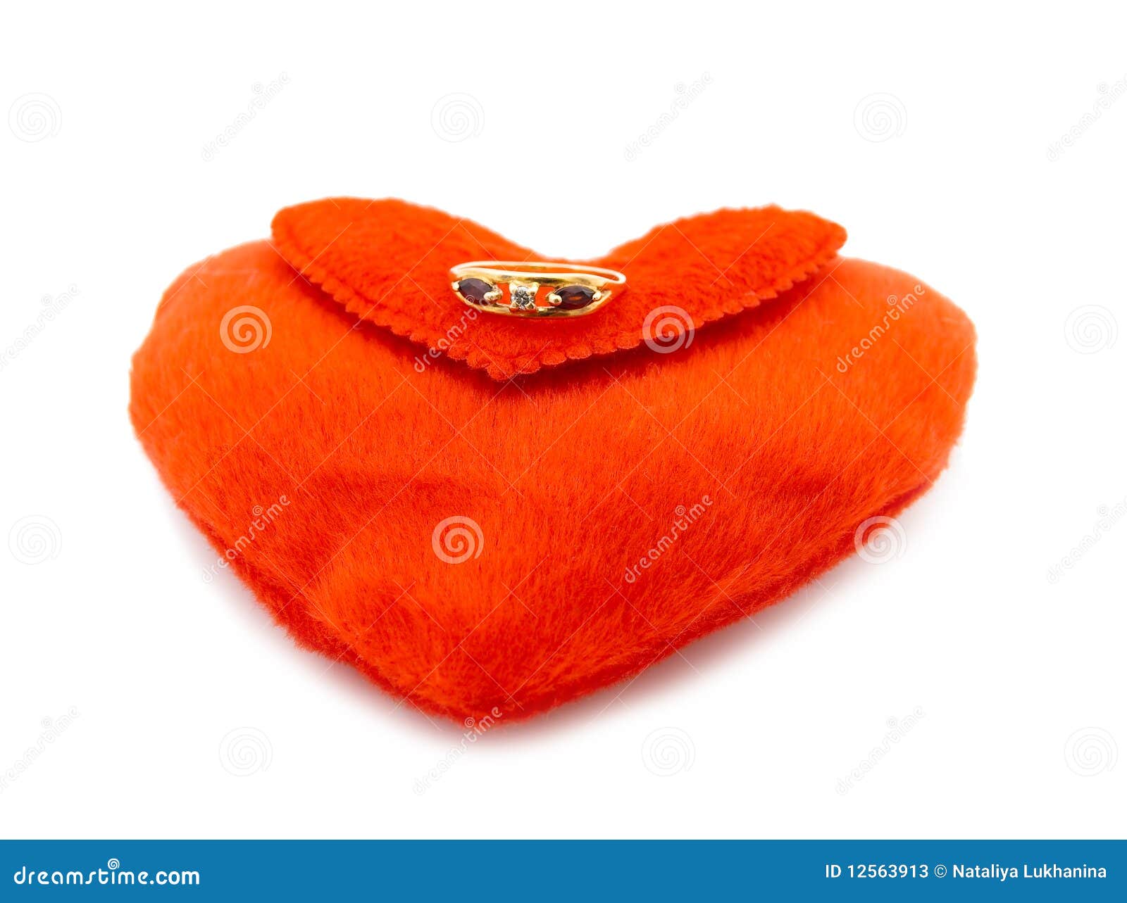Red Heart with a Diamond Ring Stock Image - Image of bright, jewellery ...
