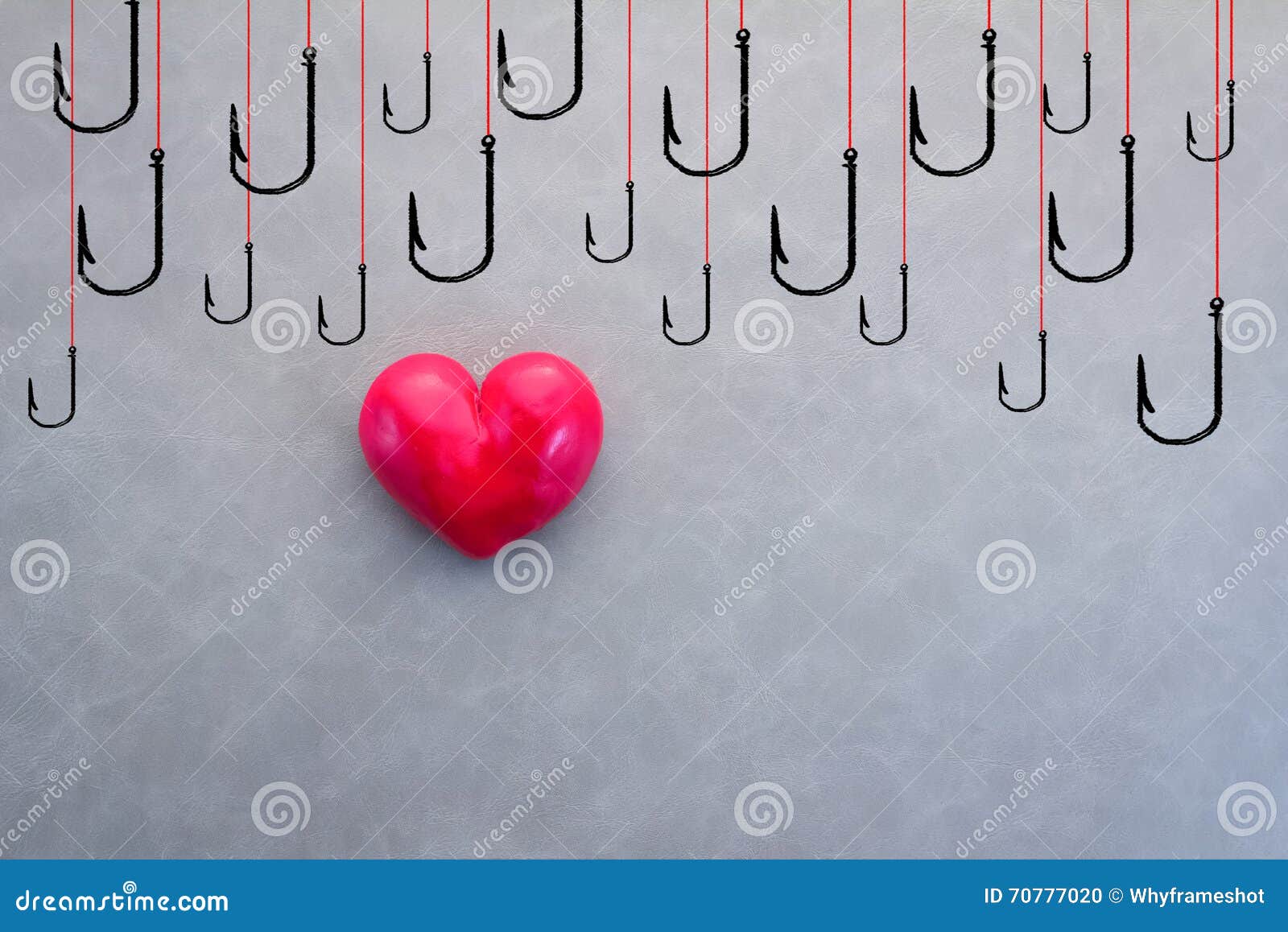 Red Heart with Drawing of Hooks Stock Photo - Image of precious, catch ...