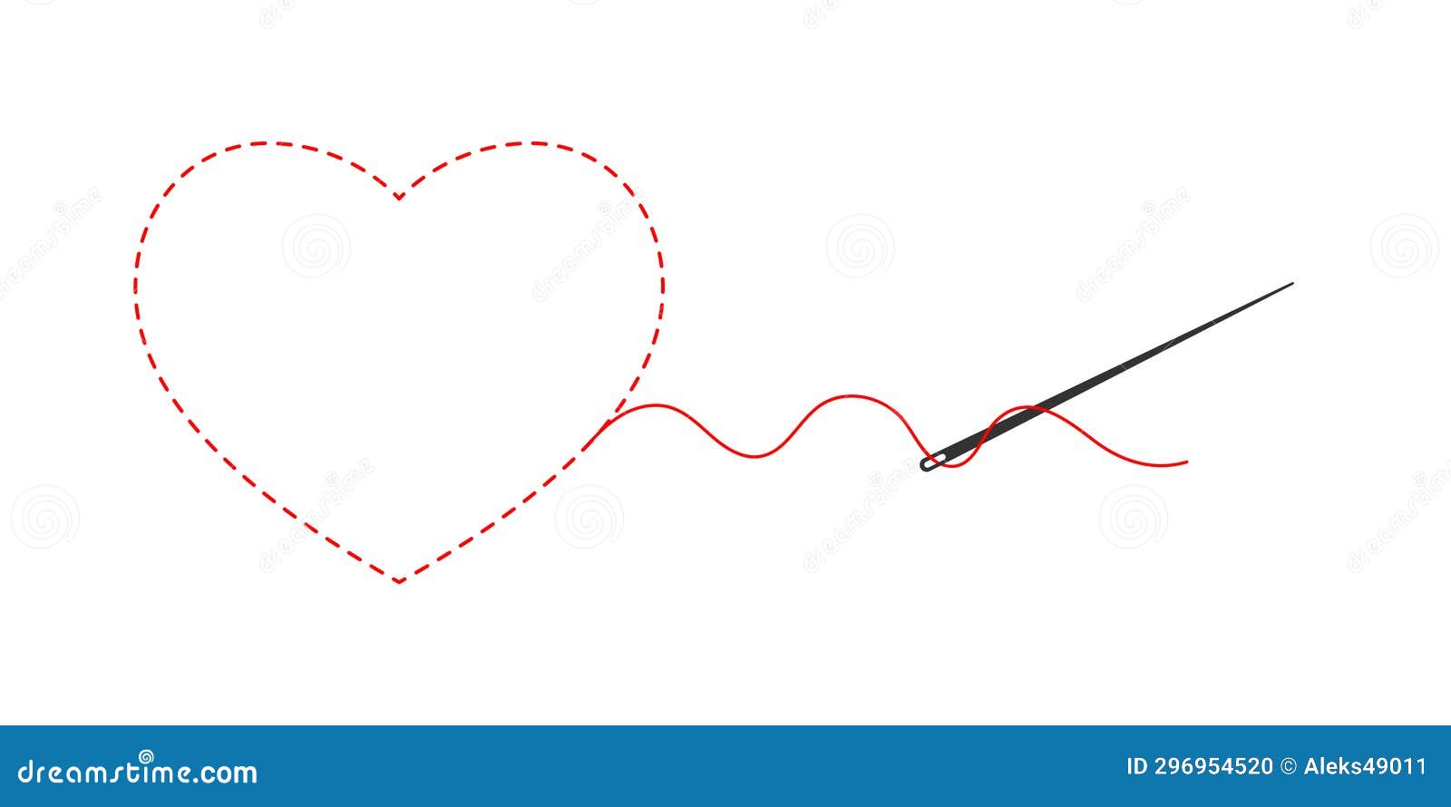 Red Heart. Drawing of a Needle and Thread. Embroidery and Needlework ...