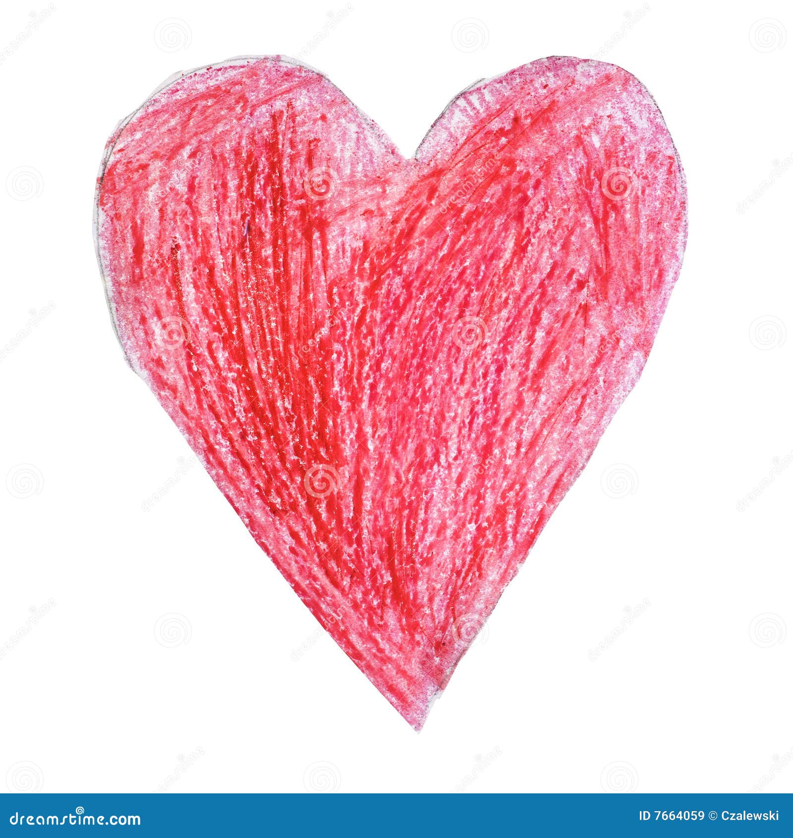 Red Heart Drawn by a Child on White Background Stock Image - Image of ...