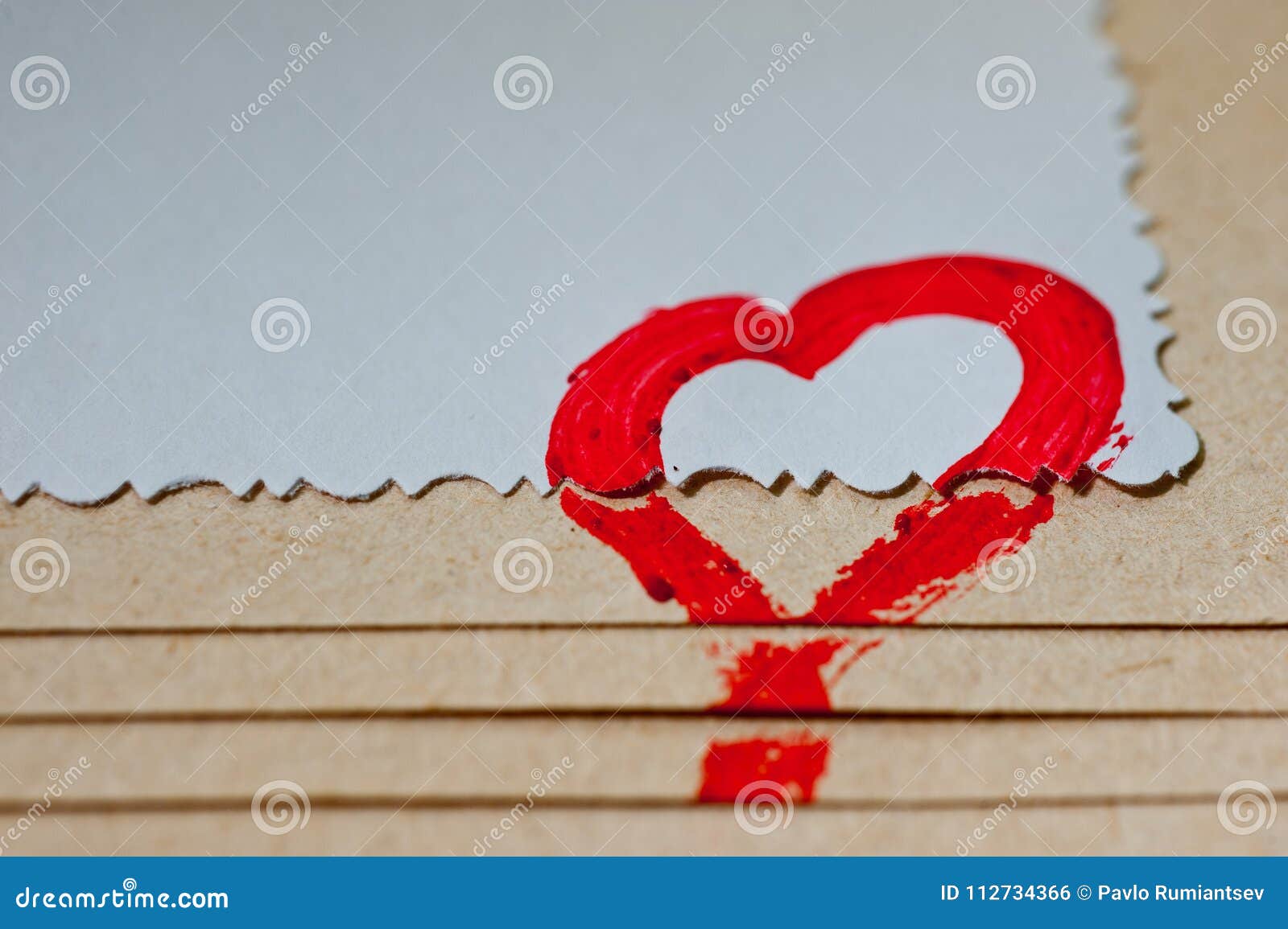 A Red Heart Drawn on Paper by Hand Stock Photo - Image of decoration ...