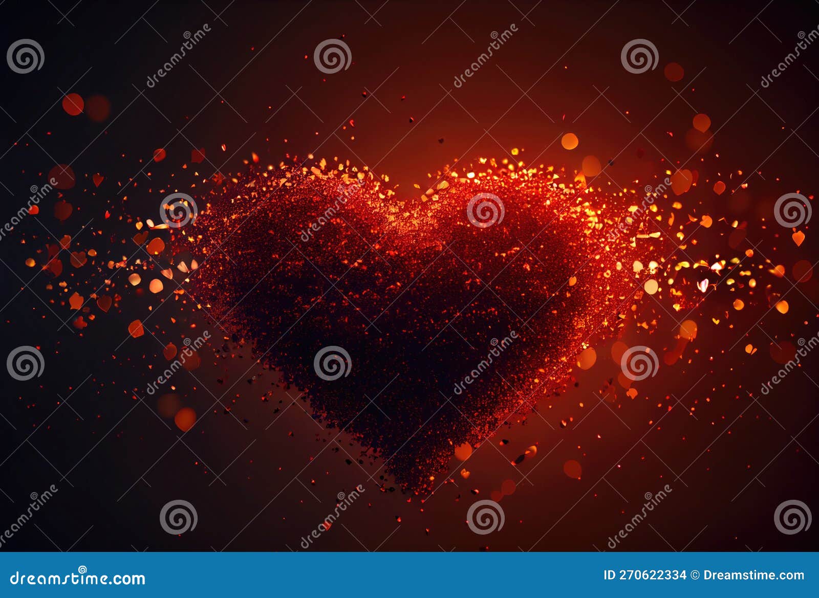 Red Heart with Dust Particle Disintegration Effect on Red Background ...
