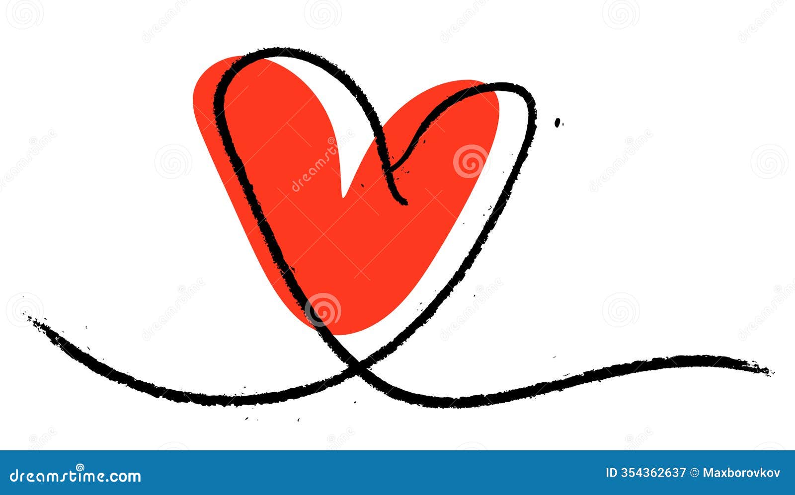 Red Heart with Dynamic Black Line Stock Illustration - Illustration of ...
