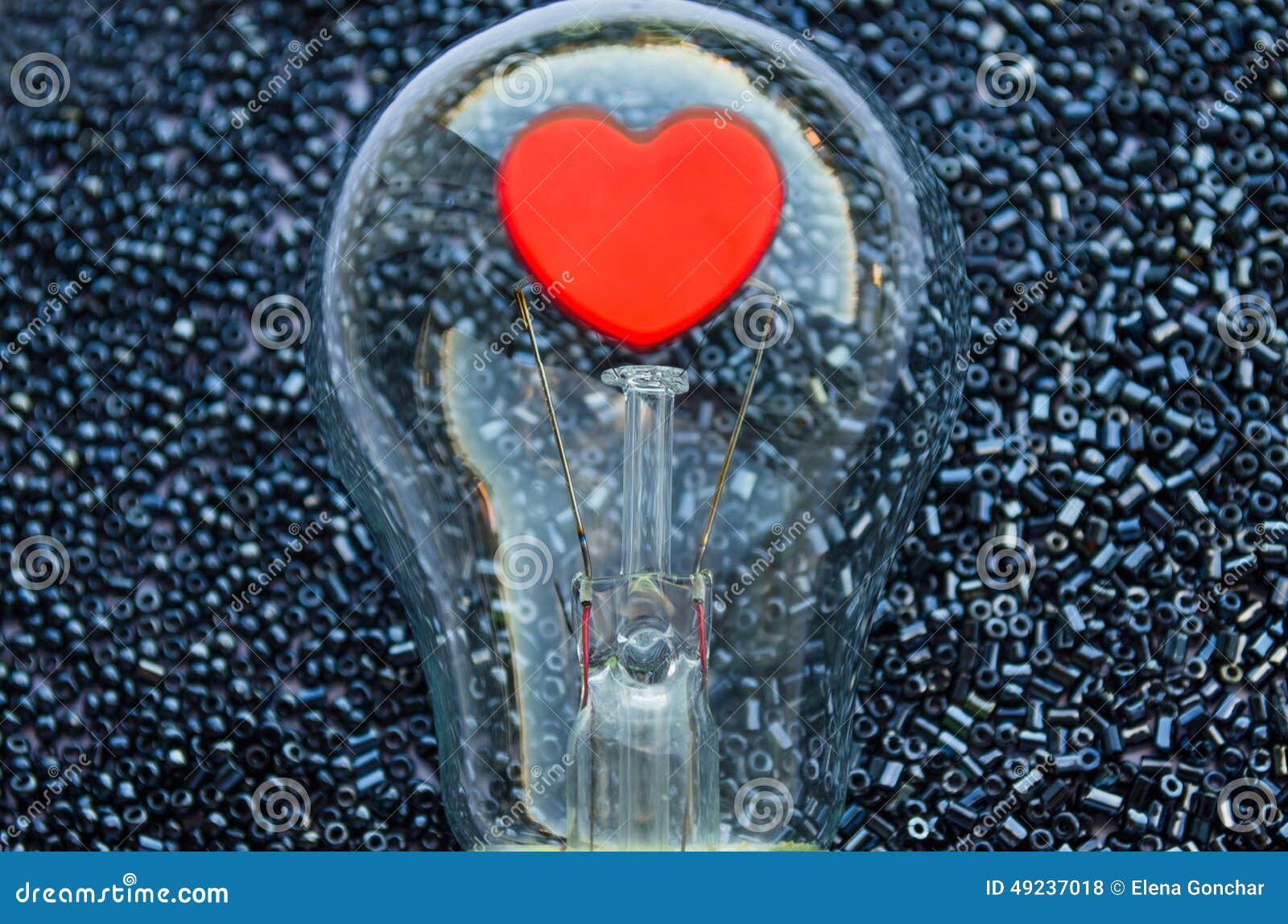 Red Heart of an Electric Bulb Stock Photo - Image of creative, heart ...