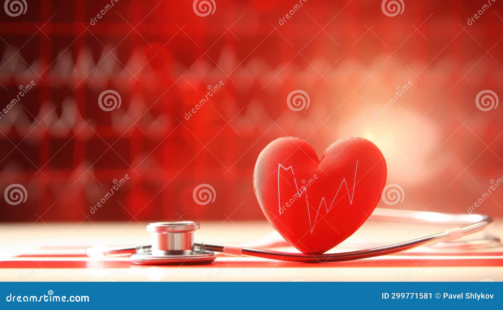 Red Heart on Electrocardiogram ECG with Red Heart, Heart Wave, Heart ...