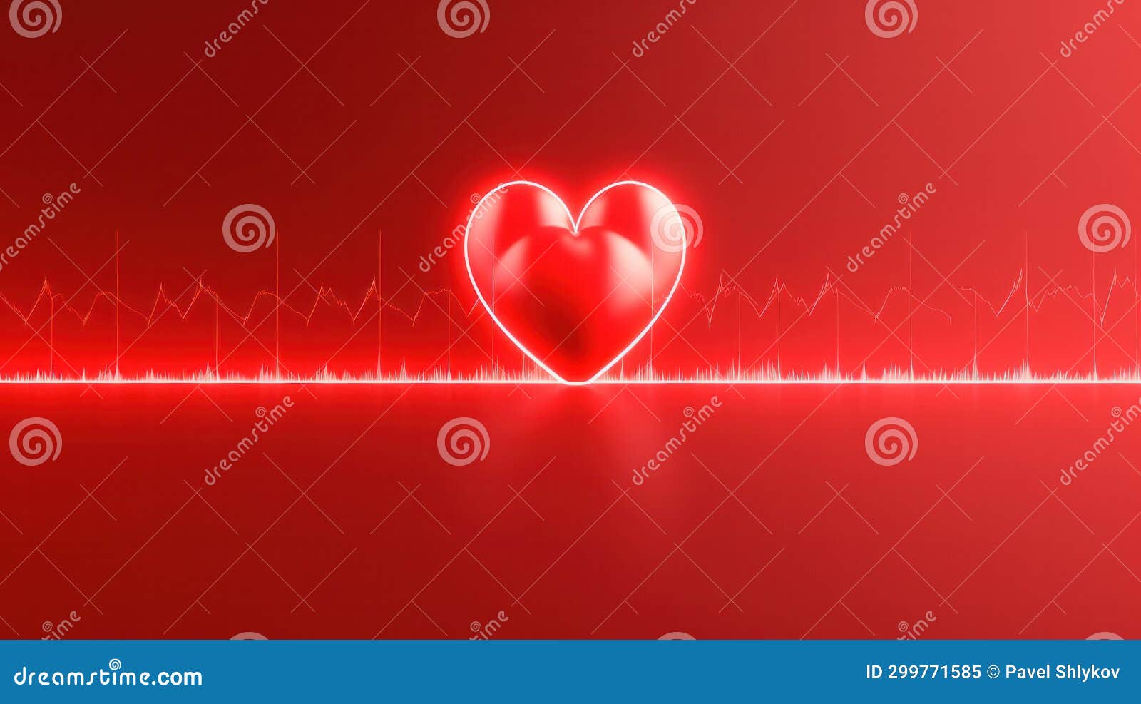 Red Heart on Electrocardiogram ECG with Red Heart, Heart Wave, Heart ...