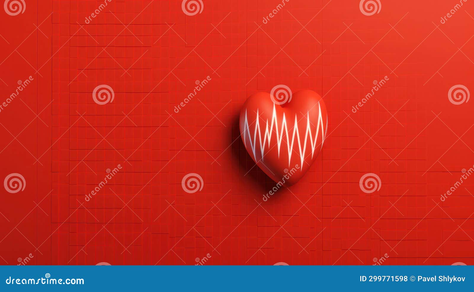 Red Heart On Electrocardiogram Ecg With Red Heart Heart Wave Heart