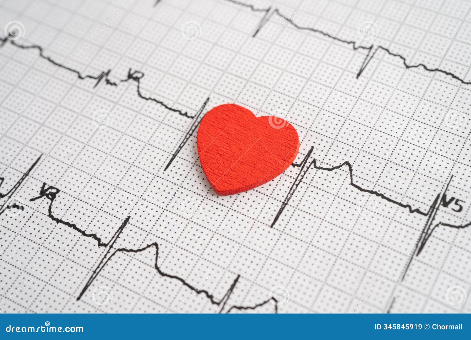 Red Heart on Electrocardiogram ECG with Red Heart, Heart Wave, Heart ...