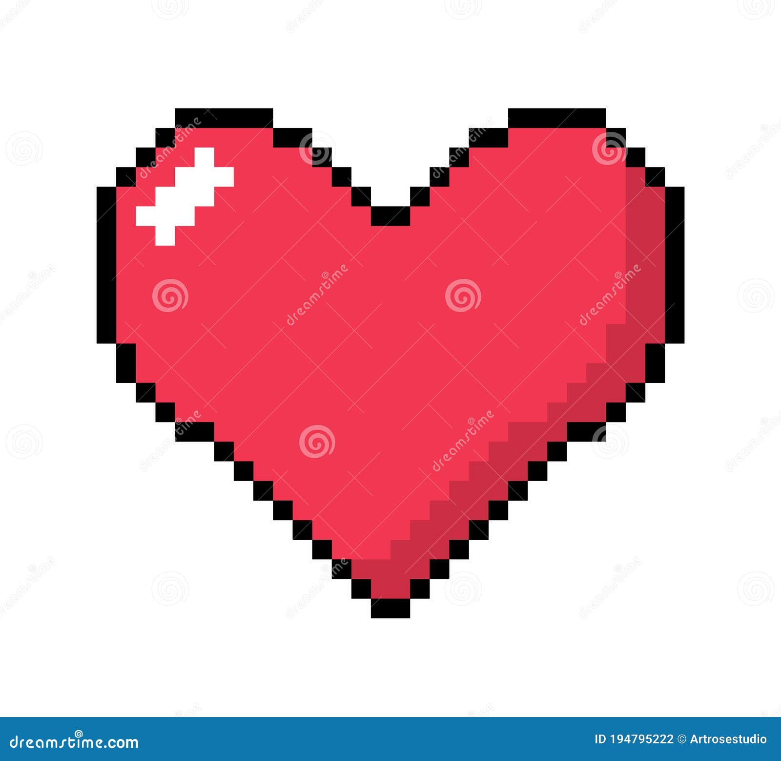 Red Heart Emoticon Symbol, Pixel Art Design Stock Vector - Illustration ...