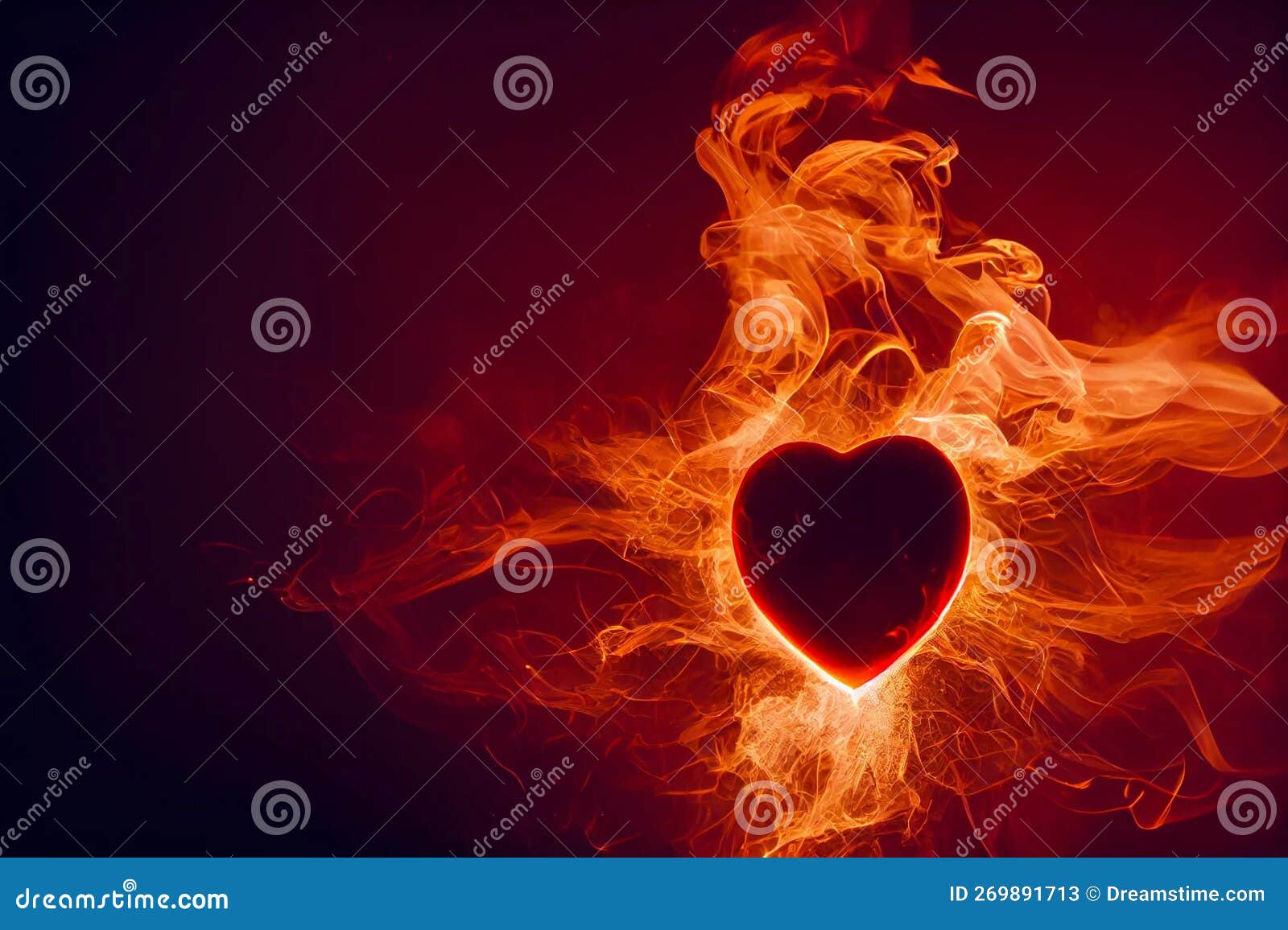 Red Heart Explodes into a Cloud of Red Smoke Fire Flame that Billows ...