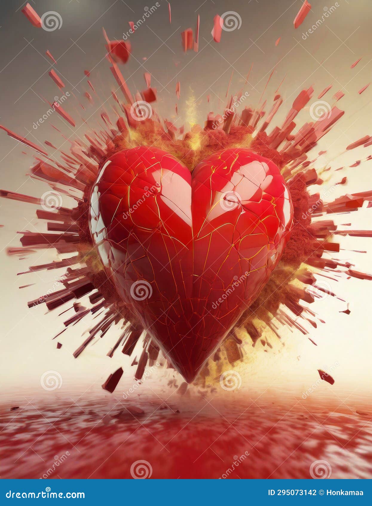 Red heart exploding stock illustration. Illustration of greeting ...