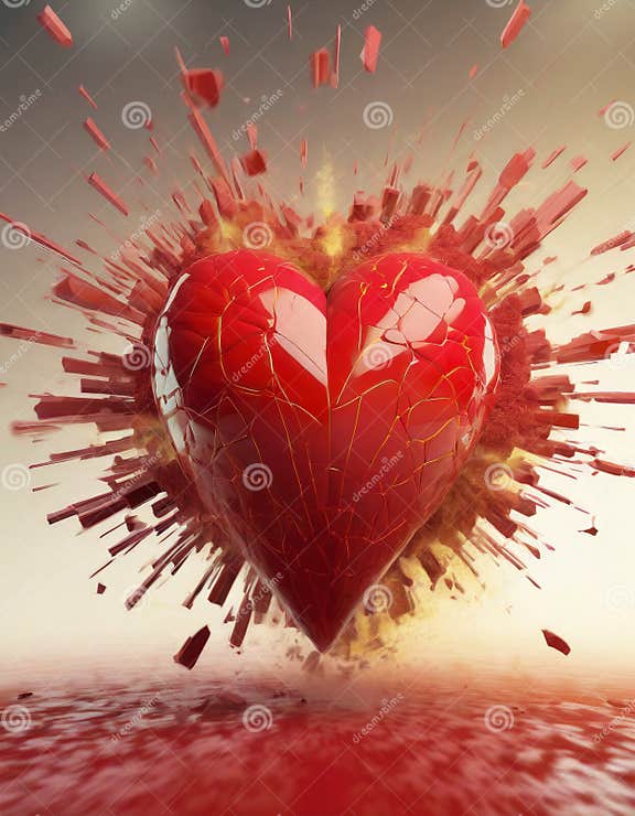 Red heart exploding stock illustration. Illustration of greeting ...