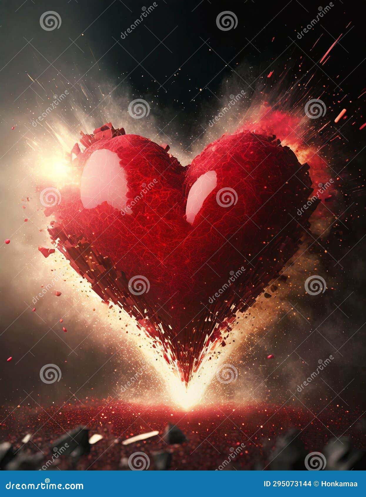 Red heart exploding stock illustration. Illustration of drawing - 295073144