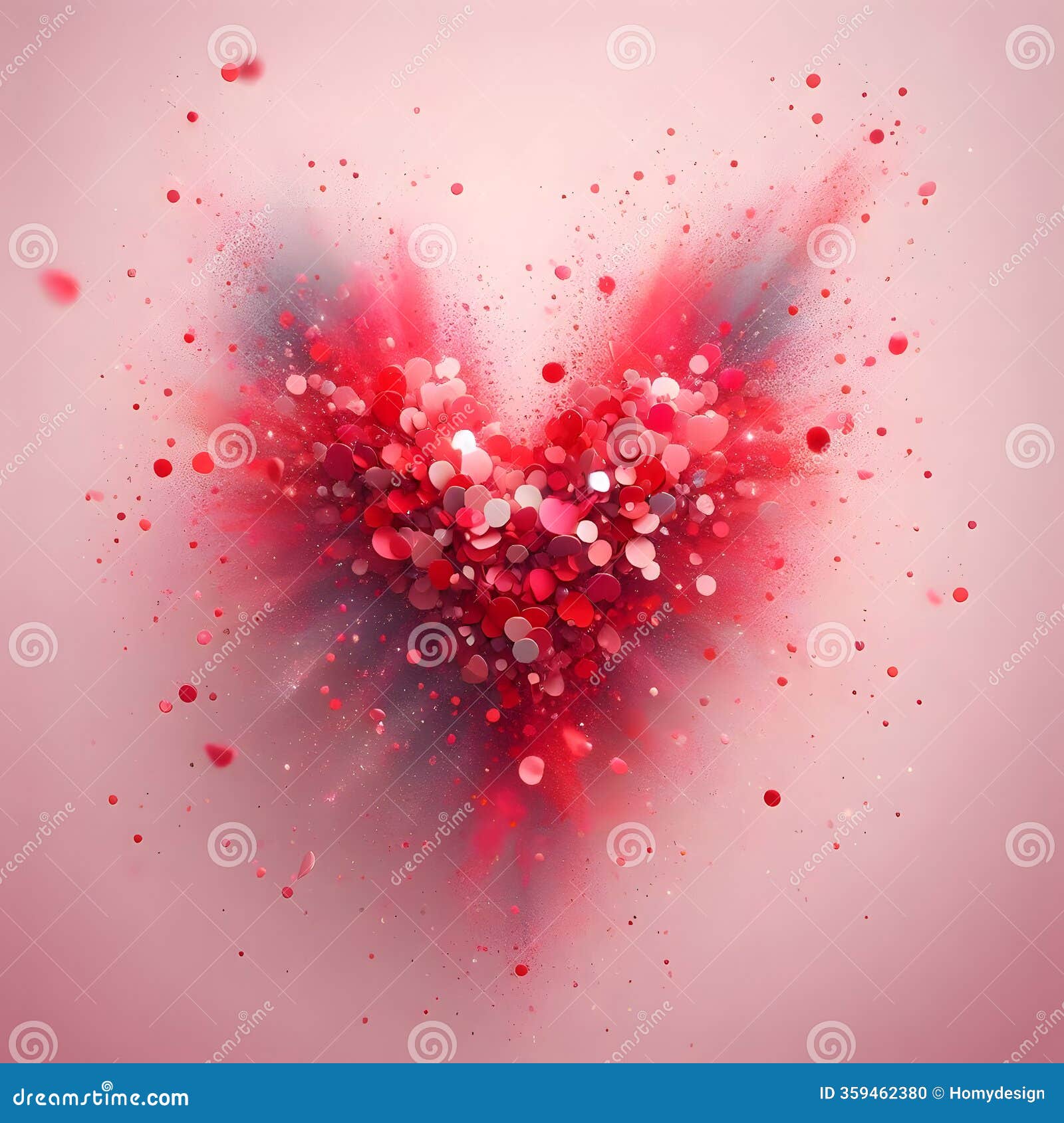 Red Heart Exploding with Particles and Light on a Soft, Dreamy ...