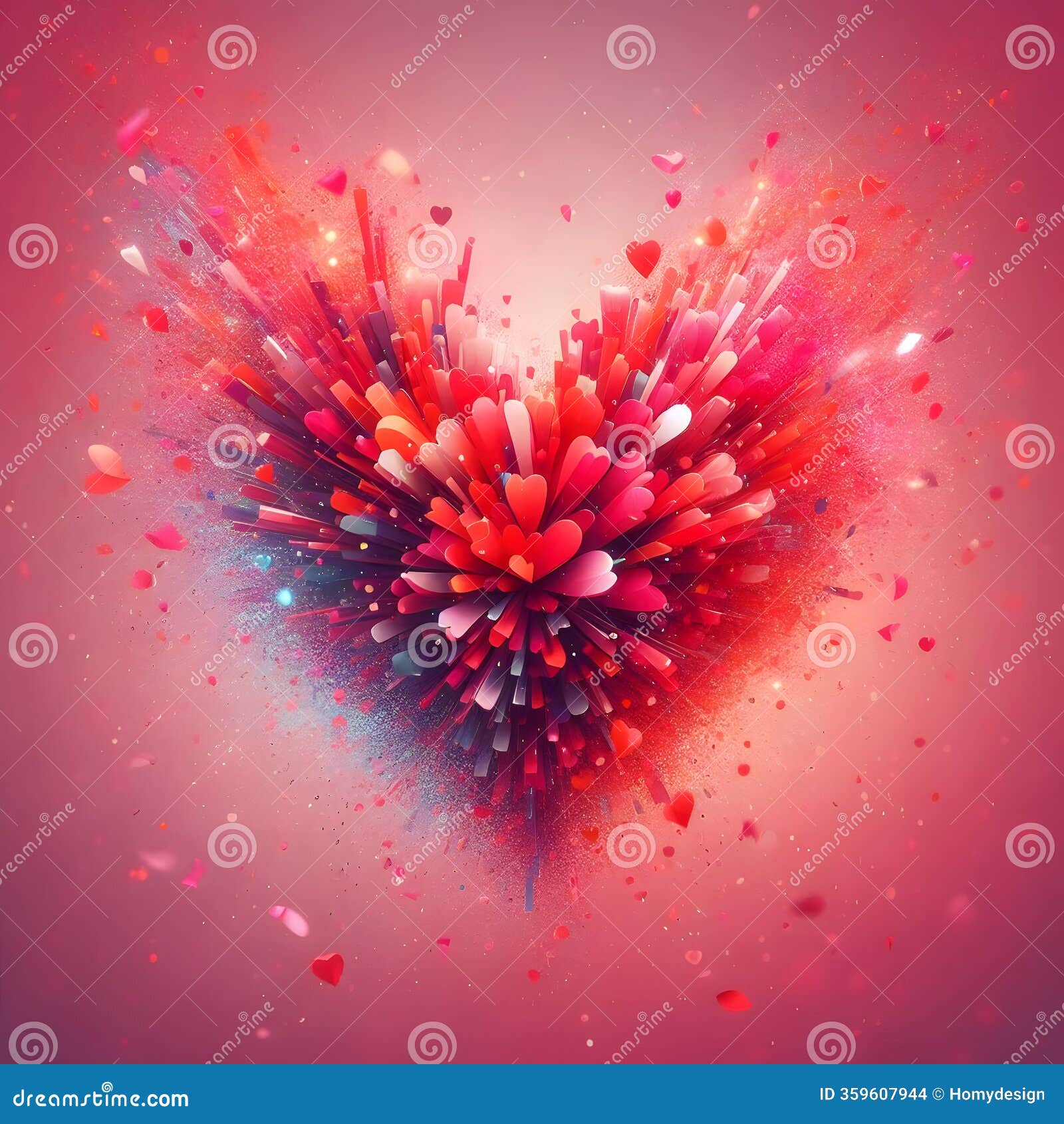Red Heart Exploding with Particles and Light on a Soft, Dreamy ...