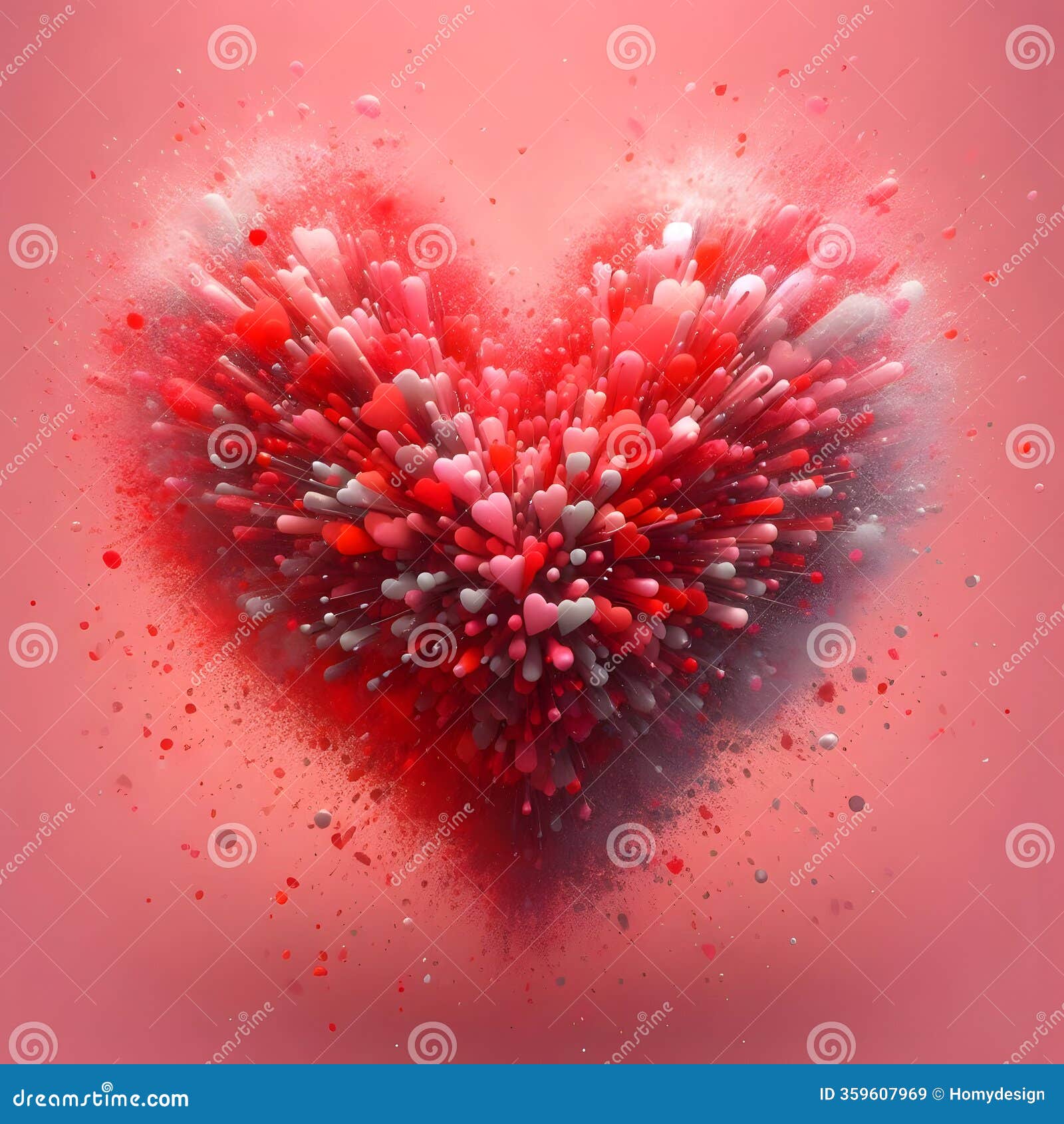 Red Heart Exploding with Particles and Light on a Soft, Dreamy ...