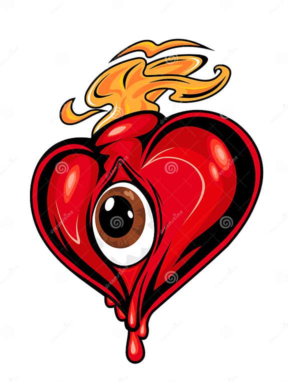 Red heart with eye stock vector. Illustration of cartoon - 22055754