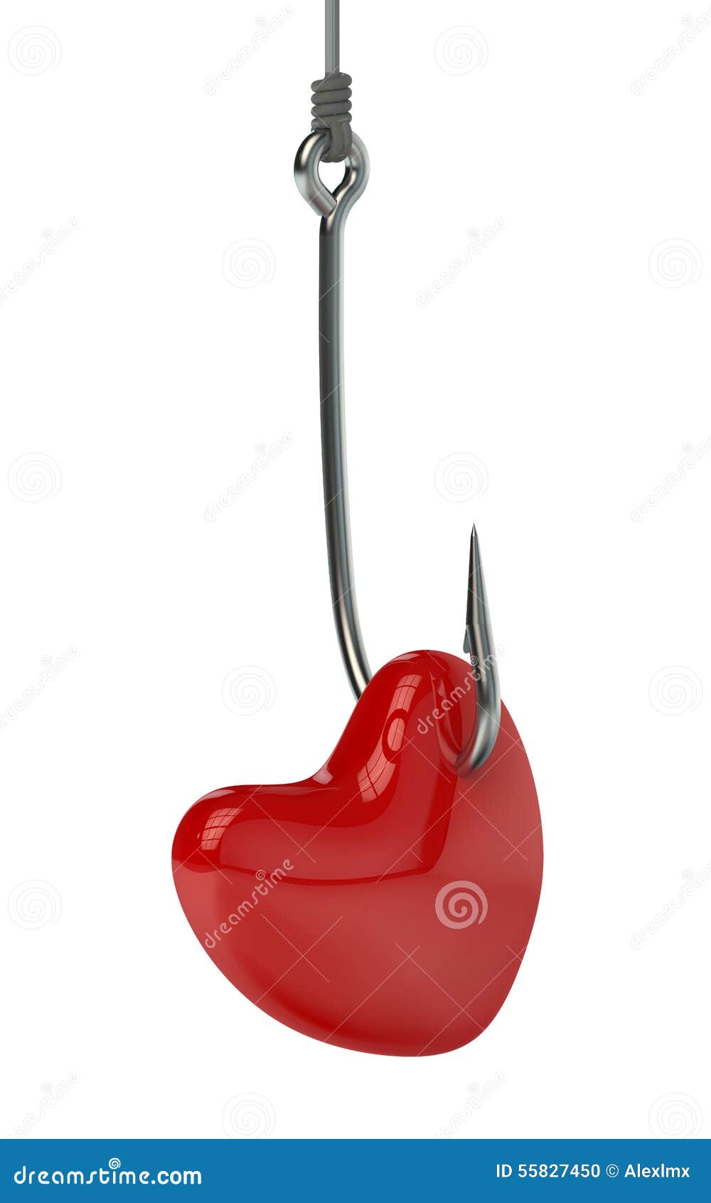 Red Heart on the Fishing Hook Stock Illustration - Illustration of ...