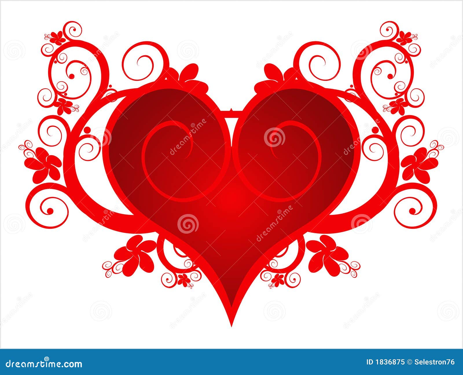 Red Heart on a Flower Ornament Stock Vector - Illustration of ...