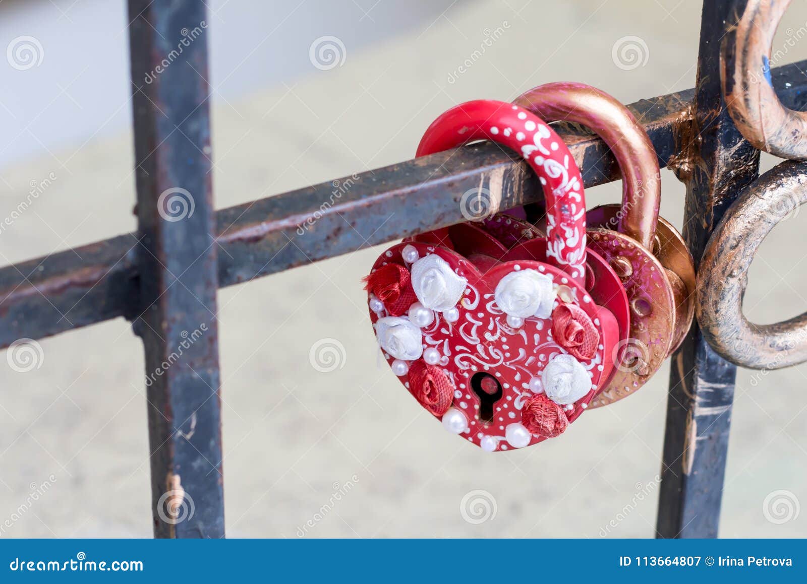 Red Heart Lock Romance Love Stock Image - Image of outdoors, design ...
