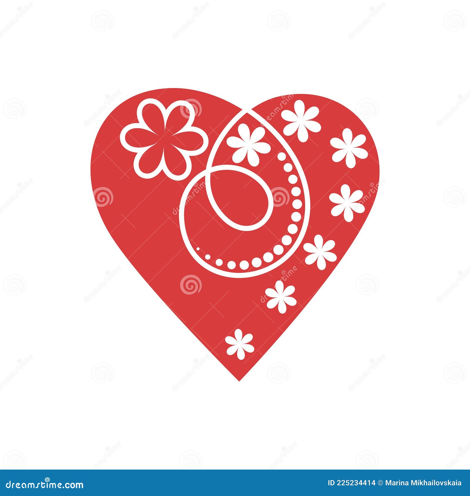 Red Heart with Flowers and Curls. for Decoration, Tattoo Stock Vector ...