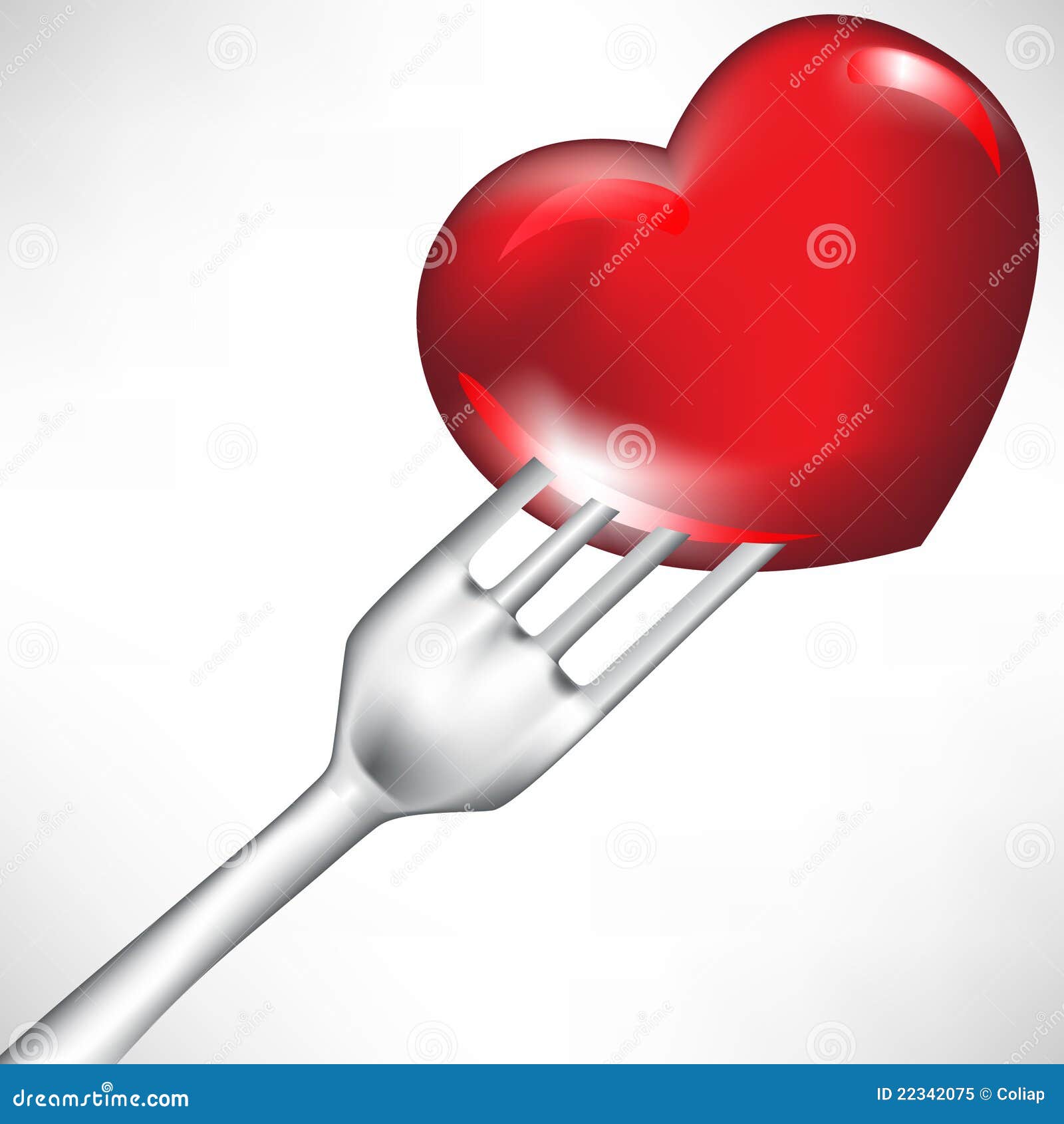 Red heart in fork stock vector. Illustration of love - 22342075