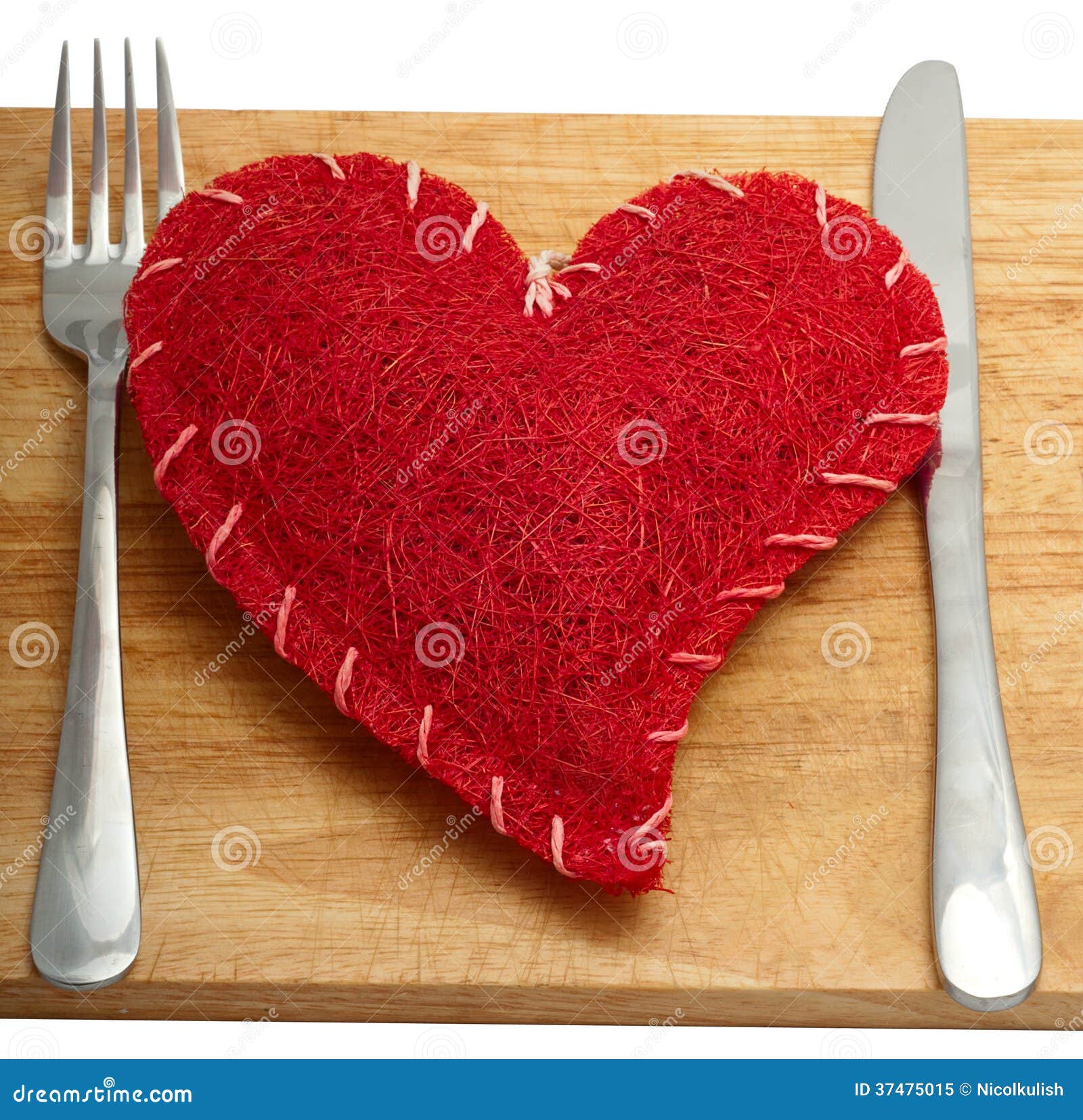 Red heart with a fork stock image. Image of fork, romance - 37475015