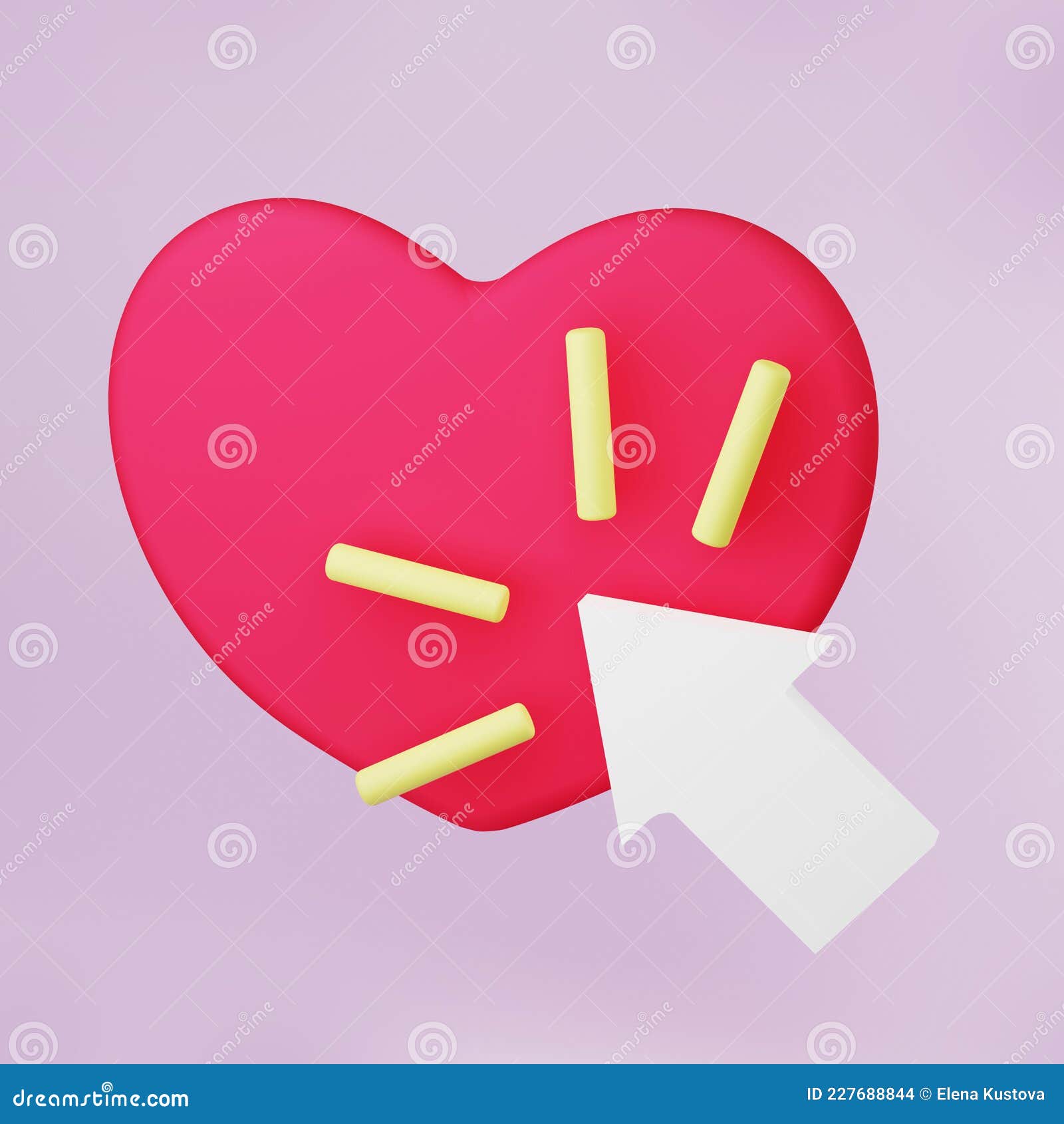 Red Heart and Hand Cursor. 3D Illustration Stock Illustration ...