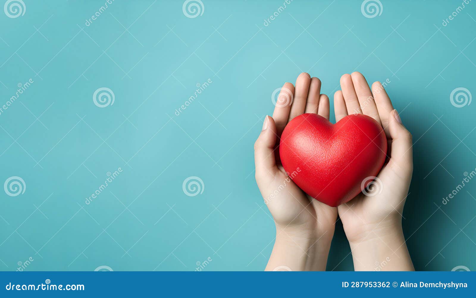 Red Heart in Hands on a Blue Background Stock Illustration ...