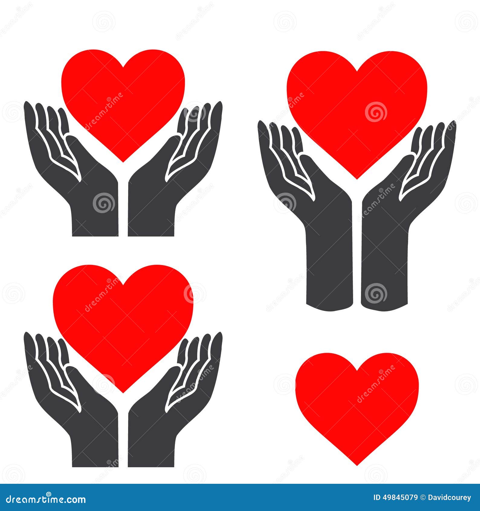 Red heart in hands stock vector. Illustration of giving - 49845079