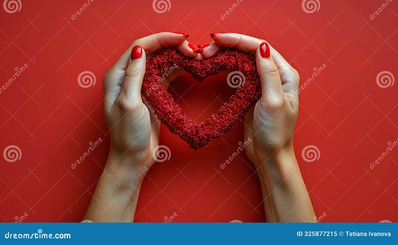 Red Heart with Hands Forming a Love Shape. Stock Illustration ...