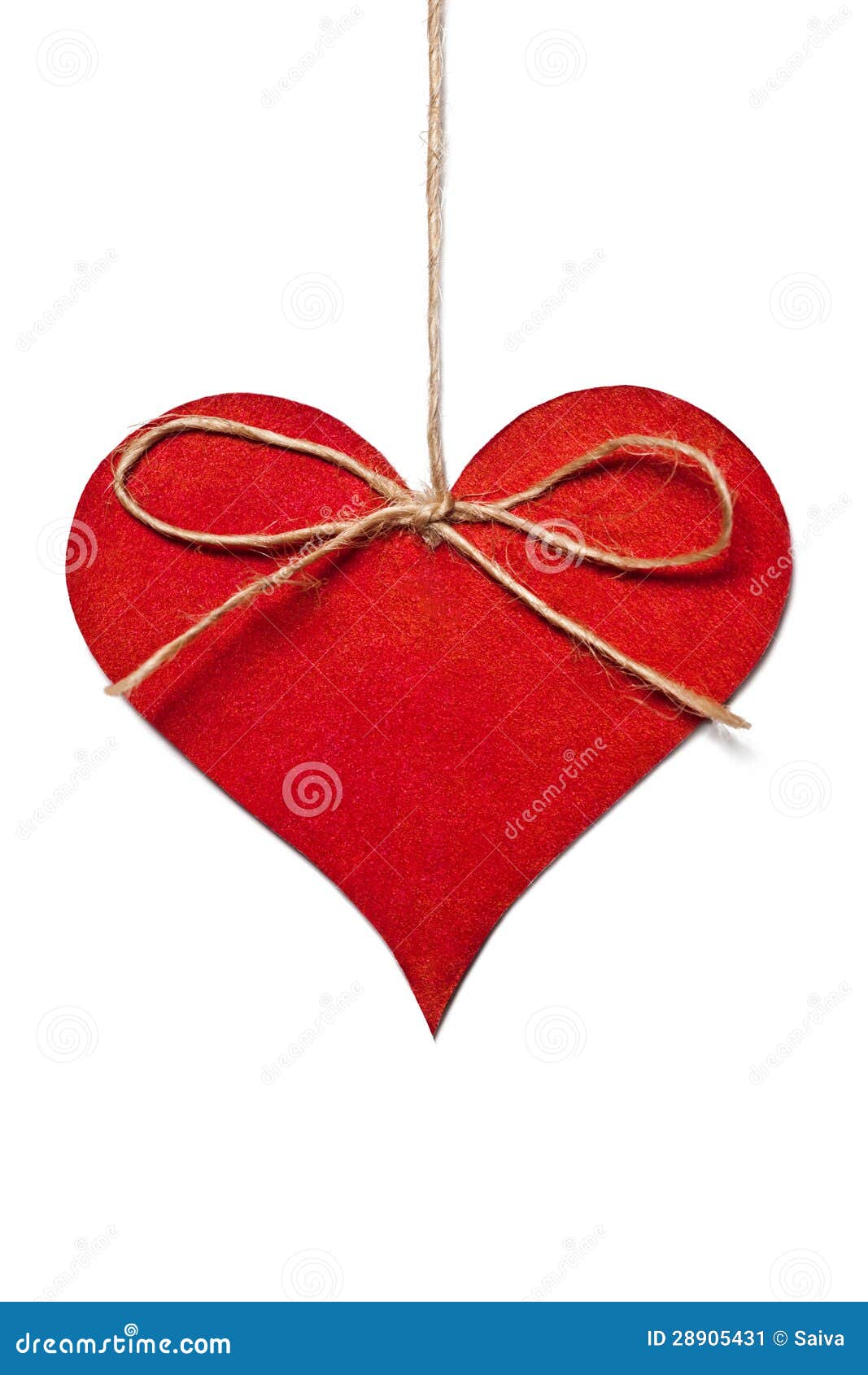 Red Heart Hanging in Thread Stock Image - Image of concept, material ...