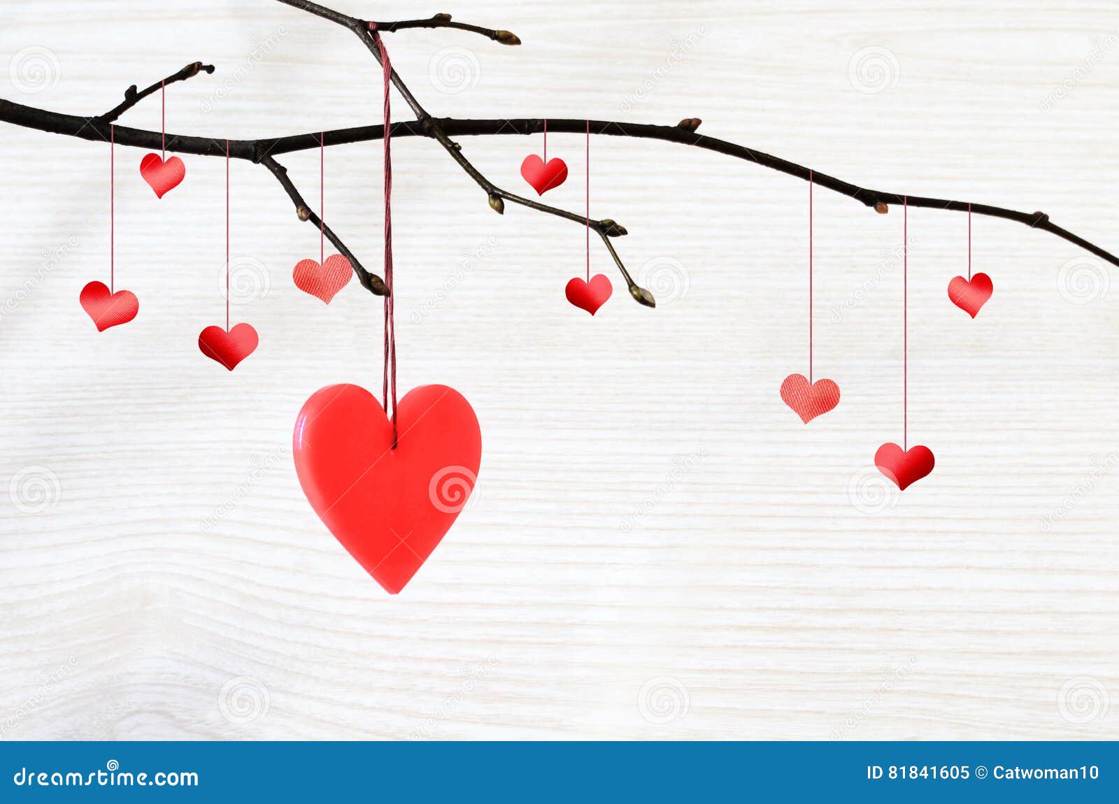 Red Heart Hanging on a Tree Branch Stock Image - Image of idea, clip ...
