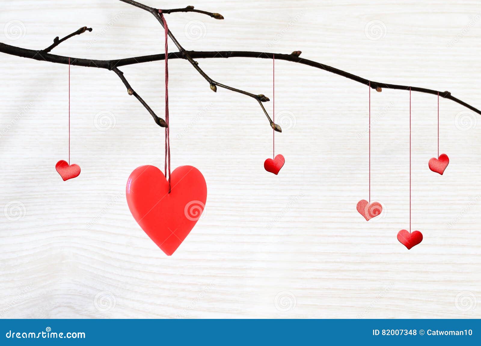 Red Heart Hanging on a Tree Branch Stock Photo - Image of clip ...