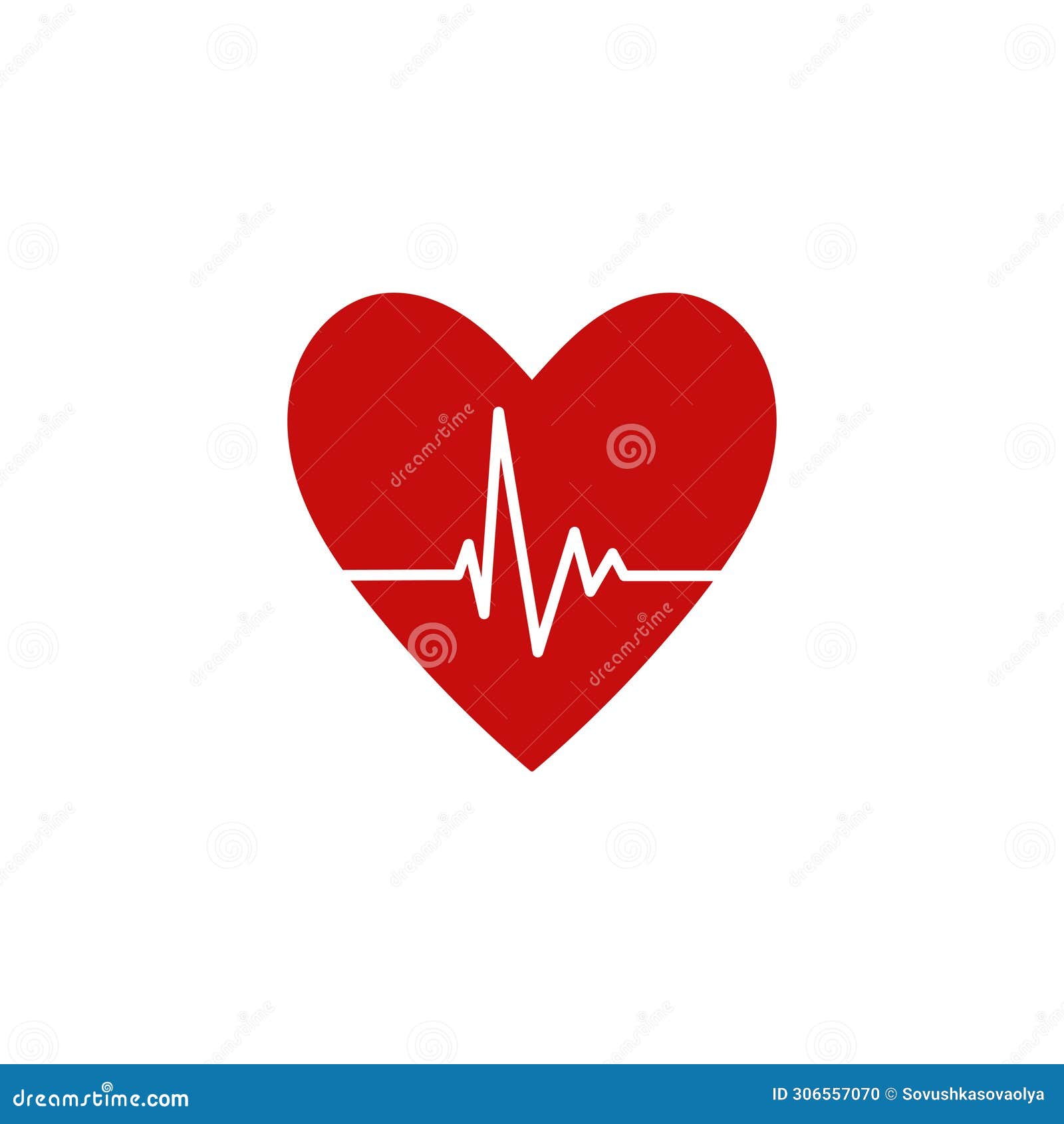 Red Heart with Hearbeat Icon on White Background Stock Vector ...
