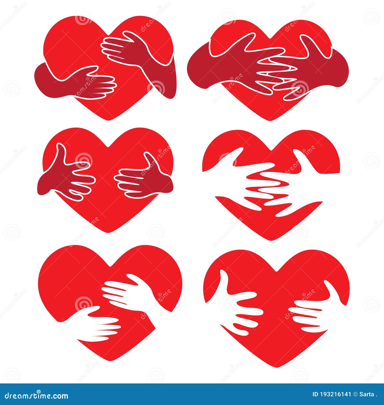 Red Heart with Hug Hand Illustration Vector Bundle Set Stock Vector ...