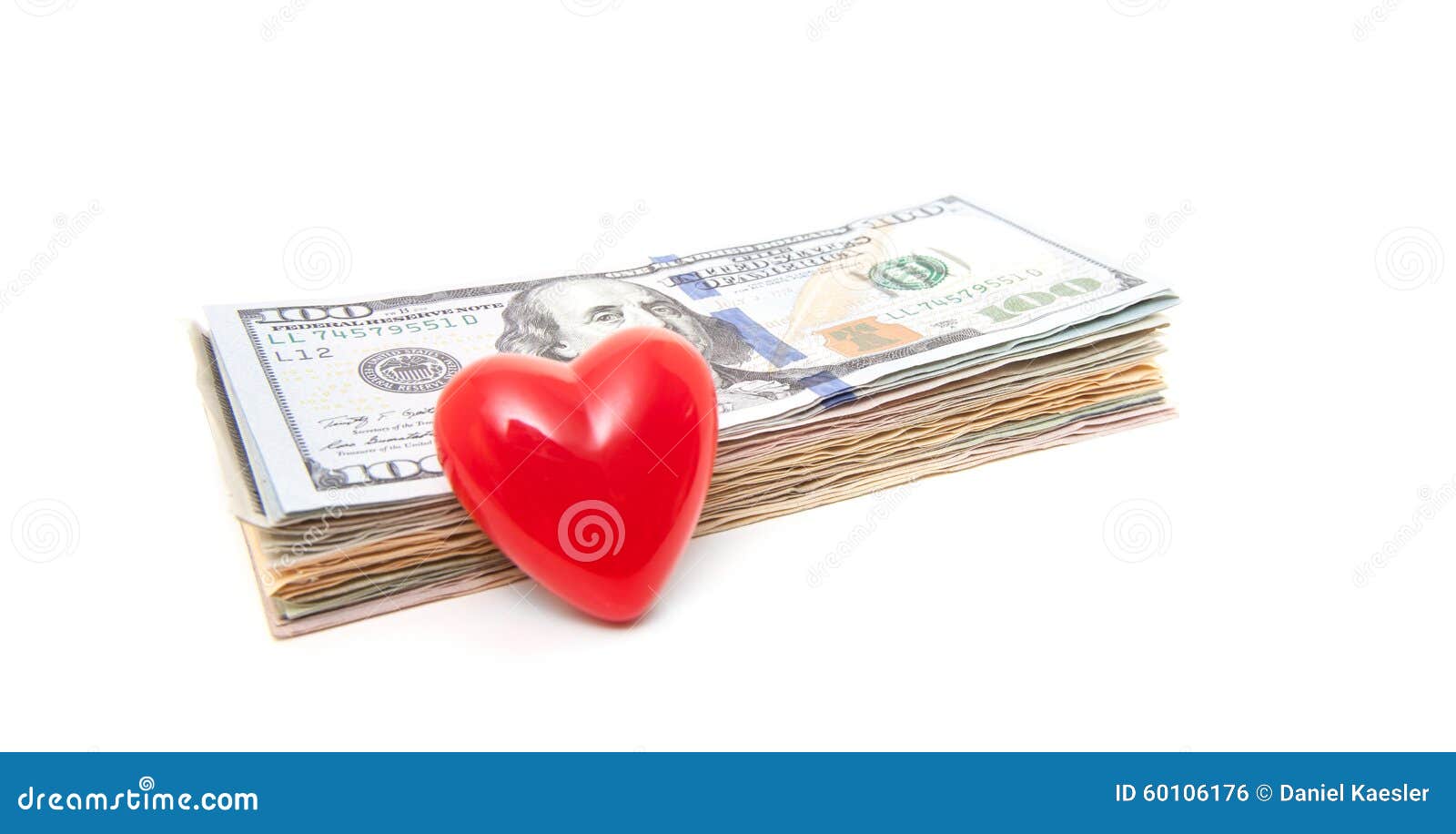 Red Heart in Hundred Dollar Note Stock Photo - Image of planning, cash ...