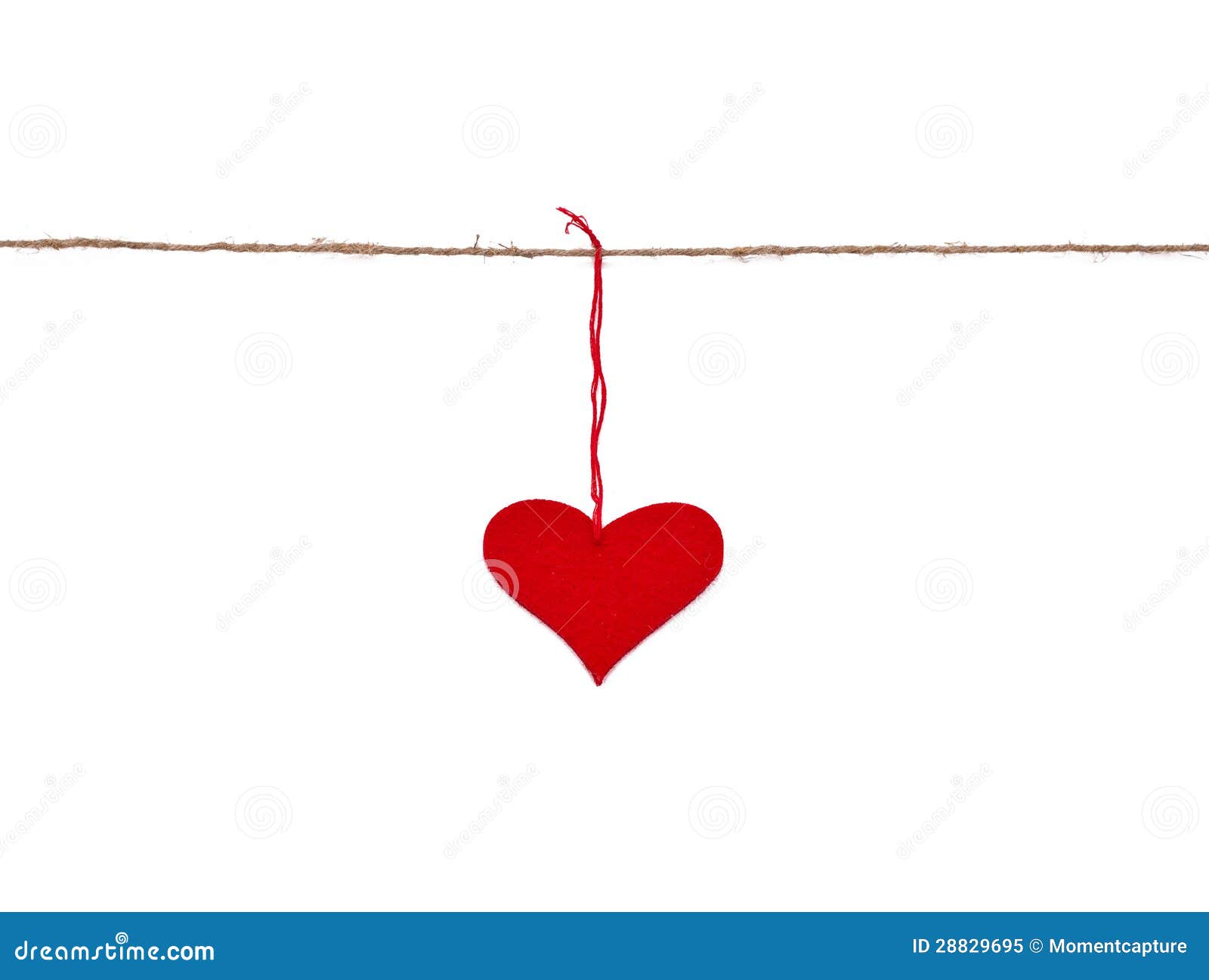 Red Heart Hung Up On The String Stock Image - Image of romance, love ...