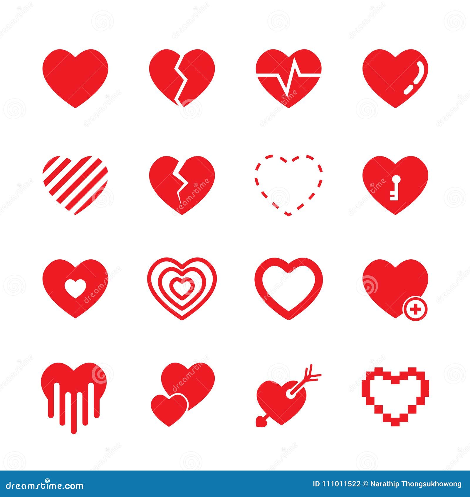Red heart icon set stock illustration. Illustration of february - 111011522