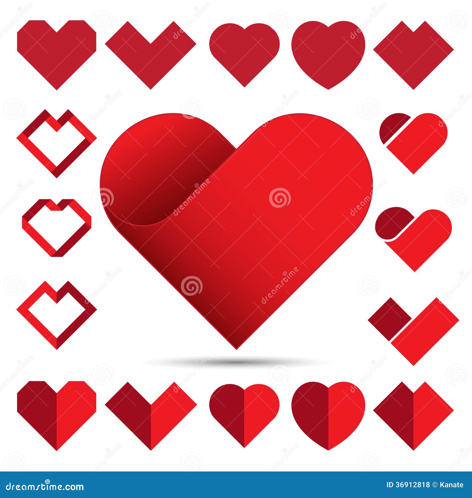 Red heart icon set . stock vector. Illustration of affection - 36912818