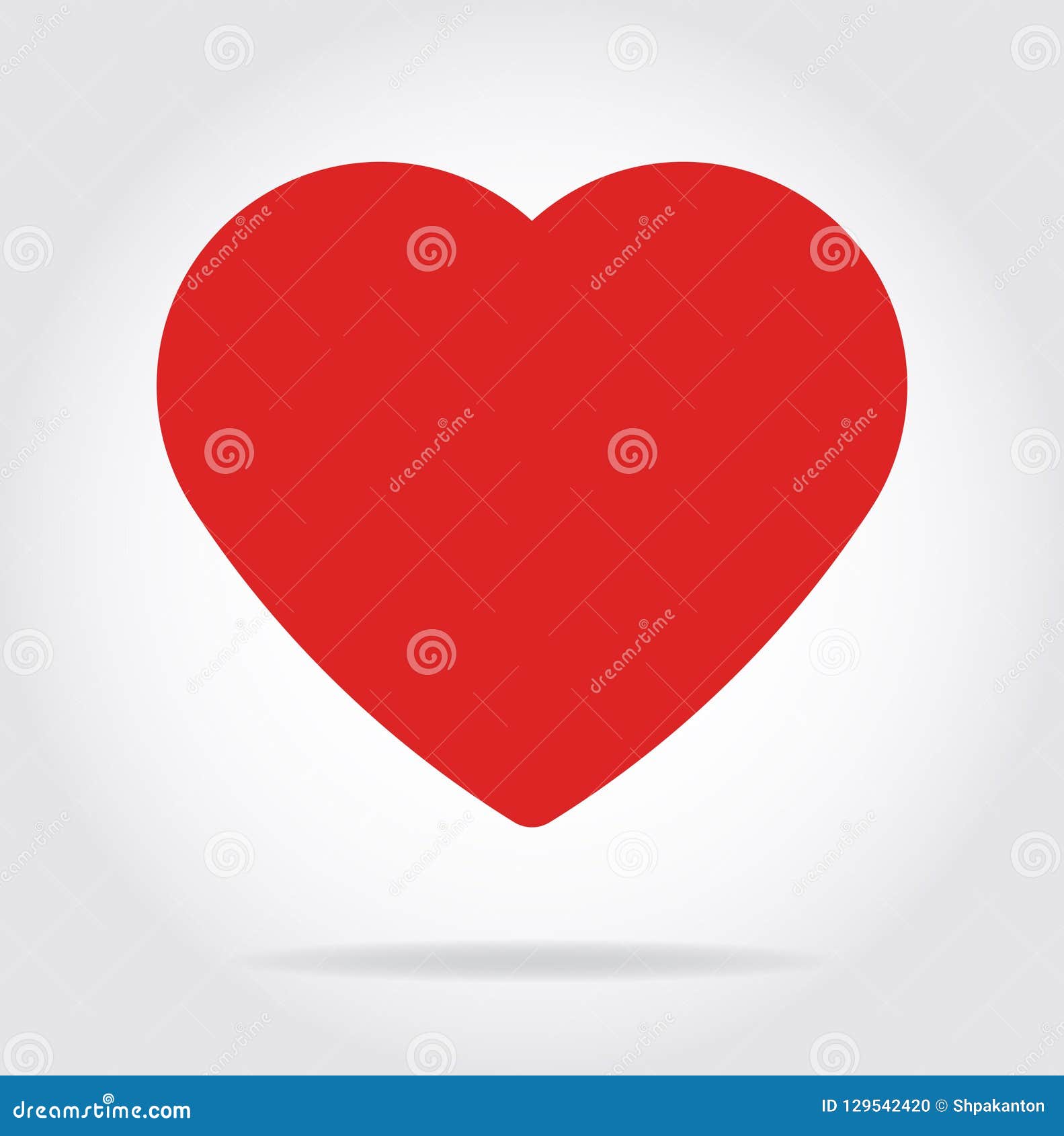 Red Heart Icon with Shadow in Flat Style. Stock Illustration ...
